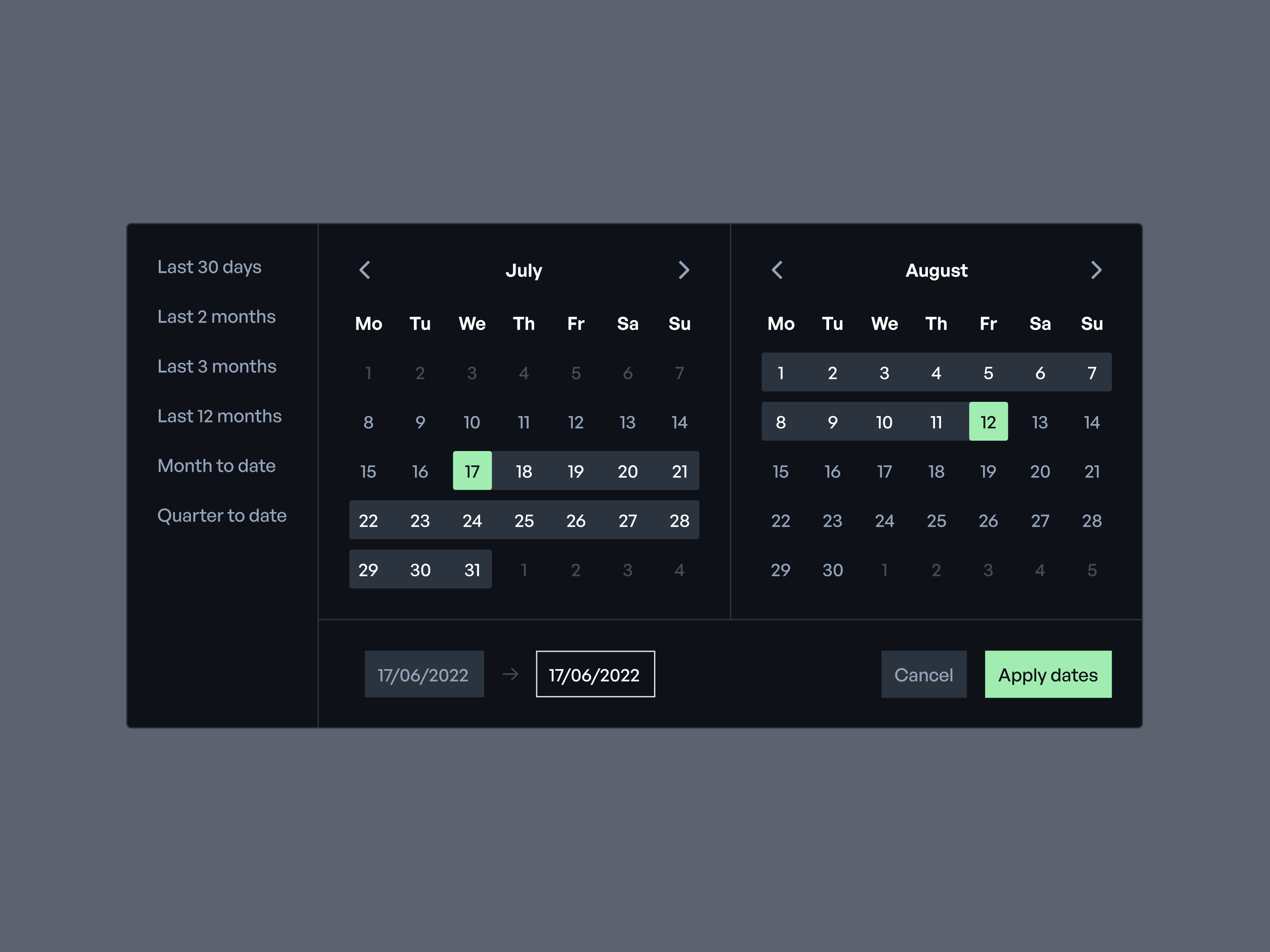 Nook • Date Range Picker Component by Juliette Lagache on Dribbble Nook • Date Range Picker Component by Juliette Lagache on Dribbble